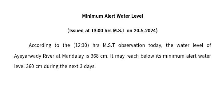 Minimum Alert Water Level | Department of Meteorology and Hydrology